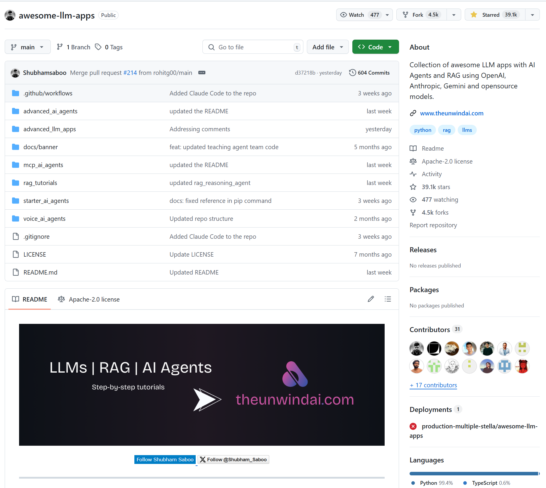 LLM 应用的宝藏库：Awesome LLM Apps 项目深度解析-腾讯云开发者社区-腾讯云